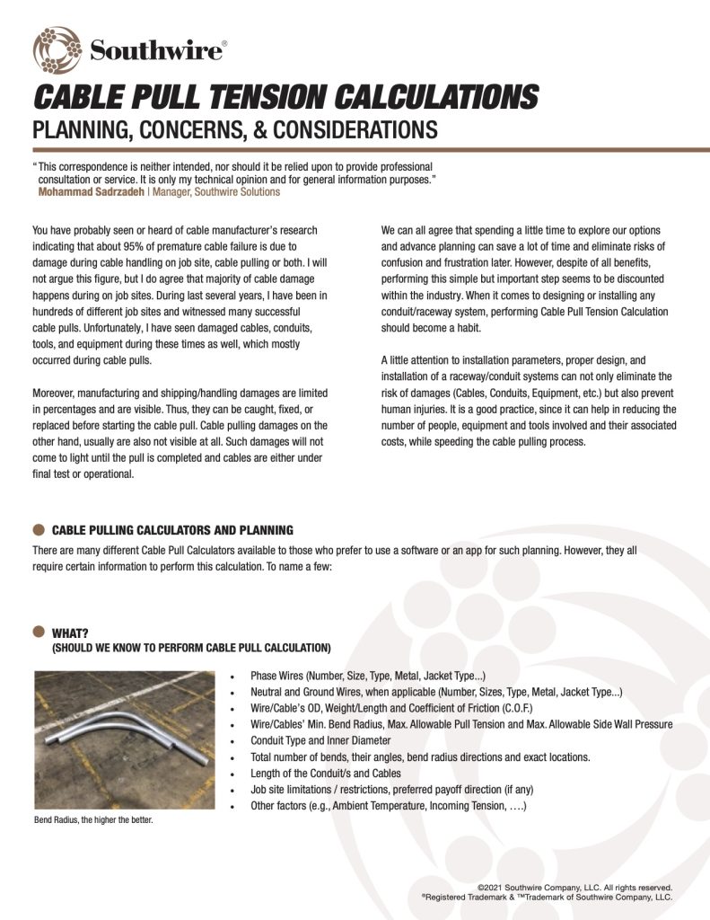 Whitepaper – Cable Pull Tension Calculations: Planning, Concerns, and ...